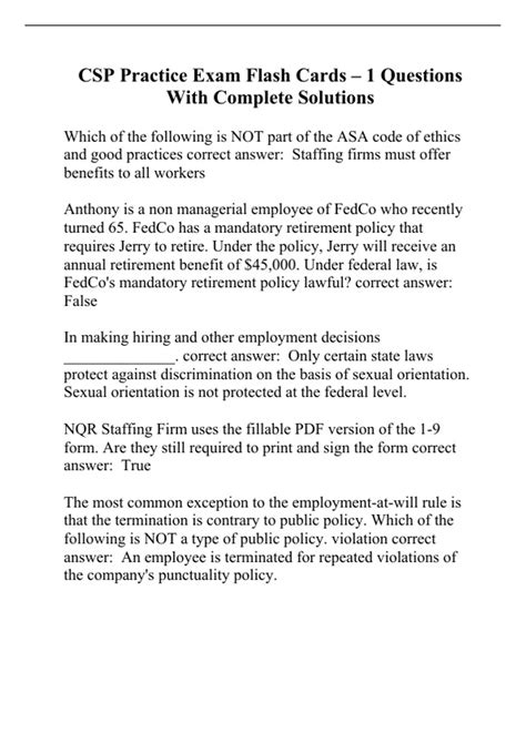 Csp Practice Exam Flash Cards 1 Questions With Complete Solutions Csp Stuvia Us