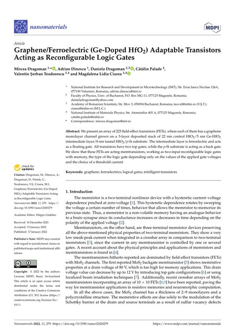 PDF Graphene Ferroelectric Ge Doped HfO2 Adaptable Transistors