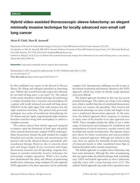 Pdf Hybrid Video Assisted Thoracoscopic Sleeve Lobectomy An Elegant