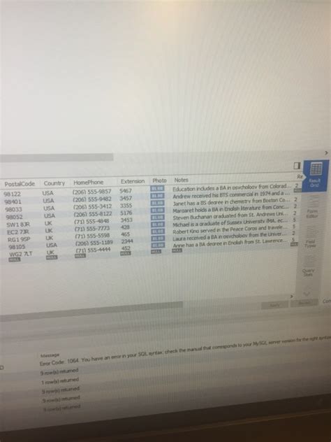 Solved Limit To 1000 Rows 1elect From Northwindemployees