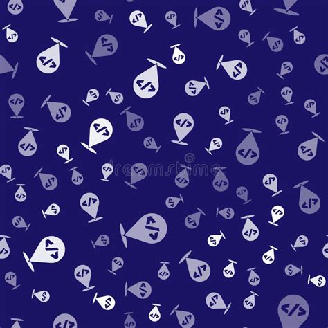White Web Design And Front End Development Icon Isolated Seamless Pattern On Blue Background