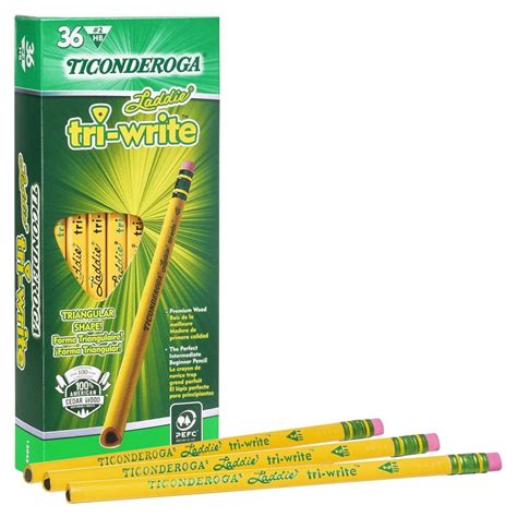 ticonderoga laddie tri write pencils wood cased 2 hb soft