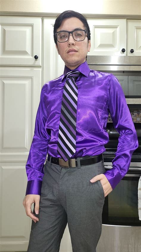 Mens Purple Satin Shirt In 2023 Shiny Shirts Mens Silk Pajamas