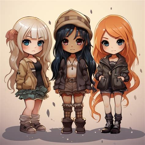 Four Anime Girls Pictures Freepik