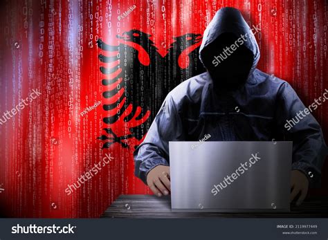 Anonymous Hooded Hacker Flag Albania Binary Stock Illustration 2119977449 Shutterstock