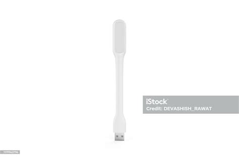 ポータブルusb Ledライト隔離された白い背景にモックアップテンプレート3dイラスト Usbケーブルのストックフォトや画像を多数ご用意