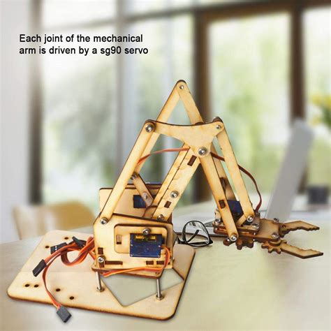 mua ftvogue robot arm kit 4 dof diy wood robot arm sg90 servo for raspberry pi snam1500 trên