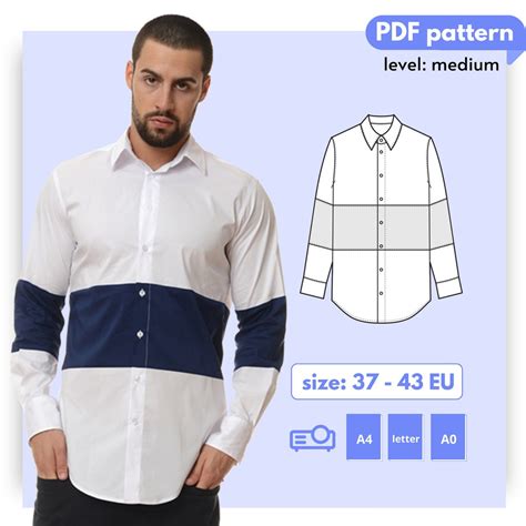 Liam Mens Button Down Shirt Sewing Pattern 37 43 Eu Pdf A4 Letter And