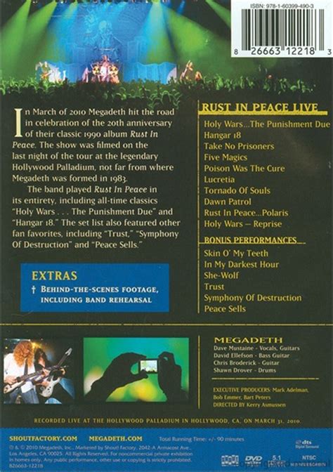 Megadeth Rust In Peace Live Dvd 2010 Dvd Empire