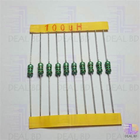 10pcs Axial Inductor 100µh 05w Axial Lead Color Ring Conformal Fixed