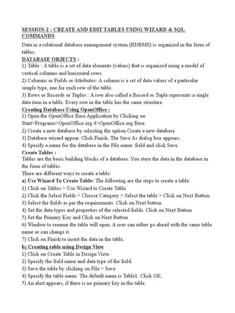 Rdbms Notes Pdf Relational Database Table Database