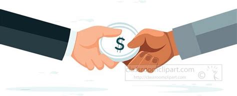 Money Clipart Two Hands Exchanging A Large Coin