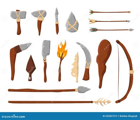 Tools And Weapons Of Stone Age Stock Vector Illustration Of Tool