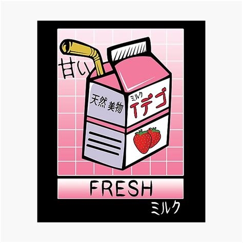 Kawaii Vintage Anime Japanese Strawberry Milk Photographic Print By