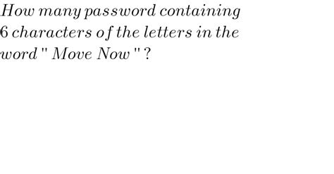 How Many Password Containing 6 Characters Of The Letters In The Word
