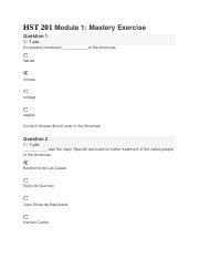HST Module MASTERY EXERCISE Docx HST Module Mastery Exercise Question Pts