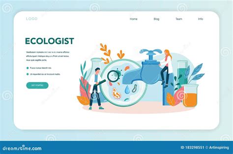 Ecologist Web Banner Or Landing Page Scientist Taking Care Of Ecology