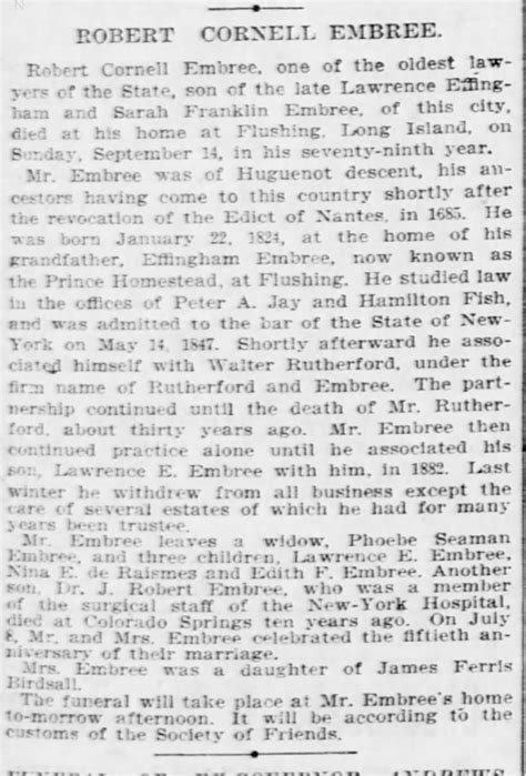 Obituary Of Robert Cornell Embree Mary Embrees Brother