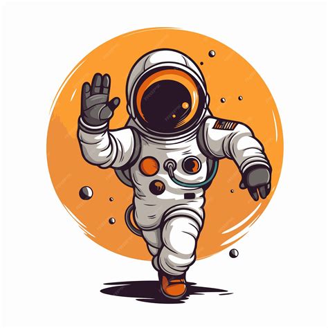 Premium Vector Astronaut Waving Hand Vector Illustration Of Astronaut In Space