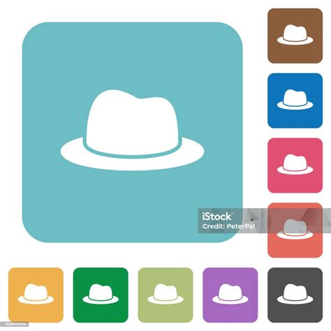 Single Hat Rounded Square Flat Icons Stock Illustration Download