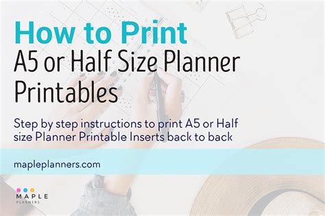 How To Print A Planner Inserts Back To Back Half Planner Inserts