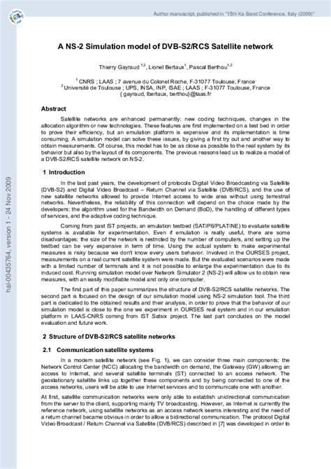 Pdf A Ns2 Simulation Model Of Dvb S2rcs Satellite Network