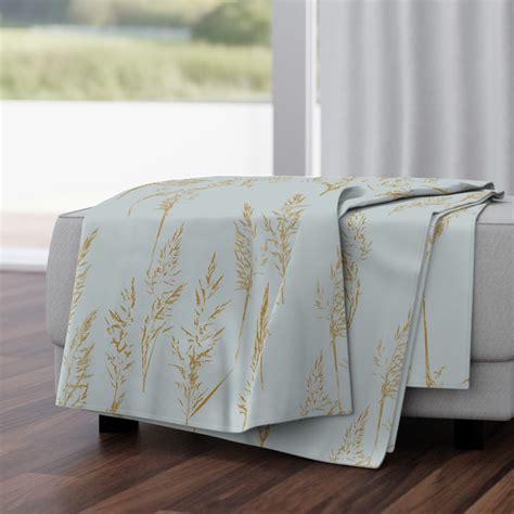 Indian Grass Sorghastrum Throw Blanket Spoonflower
