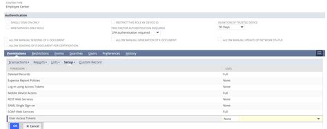 how to add saml single sign on permission to a role in employee center