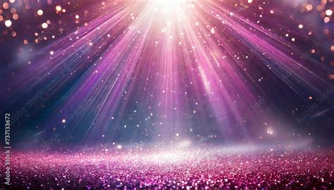 Purple And Pink Sparkle Rays Glitter Lights With Spotlight Bokeh