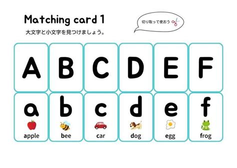 幼児向け アルファベット大文字小文字かるた（アルファベット大文字・小文字 カード）ー無料プリント ダウンロードページ こまめの日々