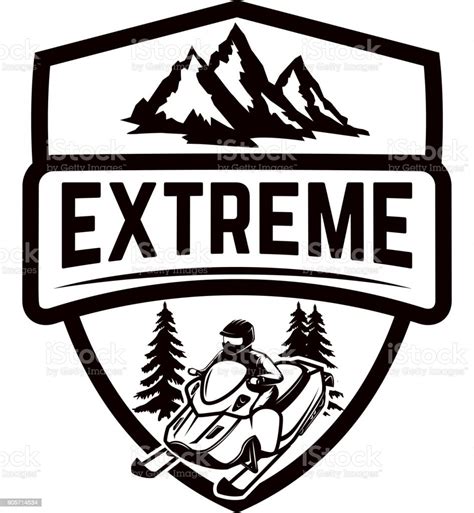오프 로드 극단적인 모험 스노우 모빌과 엠 블 럼 템플릿입니다 레이블 상징 기호에 대 한 디자인 요소입니다 벡터 일러스트 레이 션 스노모빌에 대한 스톡 벡터 아트 및 기타