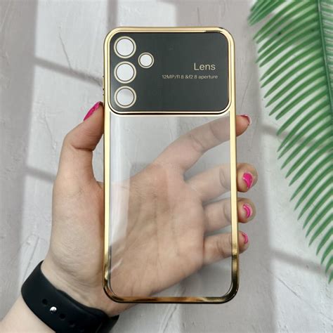 قاب گوشی Galaxy A15 سامسونگ Camera Lens شفاف محافظ لنز دار دور طلایی کد