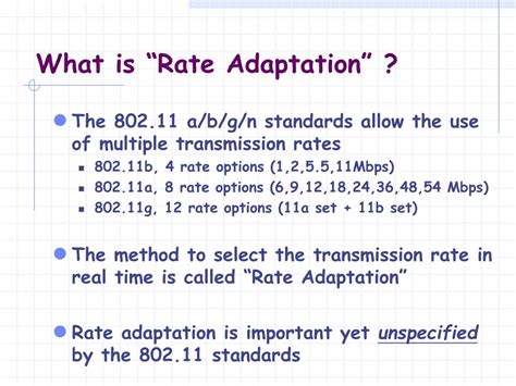 Ppt Dynamic Rate Adaptation In Ieee 802 11 Wlans Powerpoint