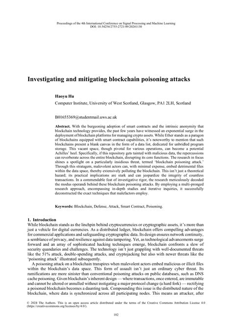 Pdf Investigating And Mitigating Blockchain Poisoning Attacks