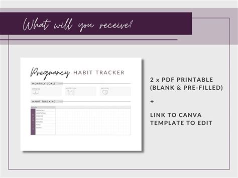 Pregnancy Habit Tracker Template Printable Pregnancy Habit Tracker Pregnancy Habit Checklist