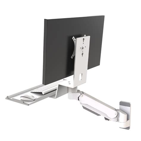T9 Ma01kbl Industrial Wall Mounting Monitor Stand With L Shape Keyboard Tray In White Color Oem