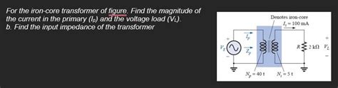 Solved For The Iron Core Transformer Of Figure Find The Chegg