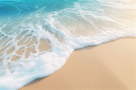 A Close Up Shot Of Gentle Waves Caressing The Shore On A Pristine Sandy