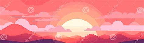 Sunset Vector Simple 3d Smooth Cut And Paste White Isolated Illustration Stock Illustration