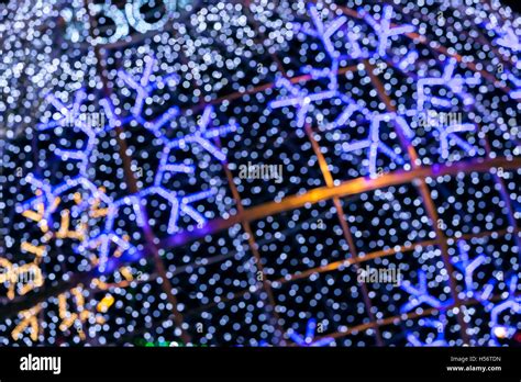 Christmas Winter Holiday Festive Defocused Lights Background Stock