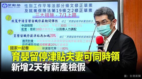 育嬰留停假、津貼夫妻可同時申請 新增2天有薪產檢假