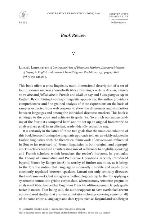 Pdf A Contrastive View Of Discourse Markers Discourse Markers Of