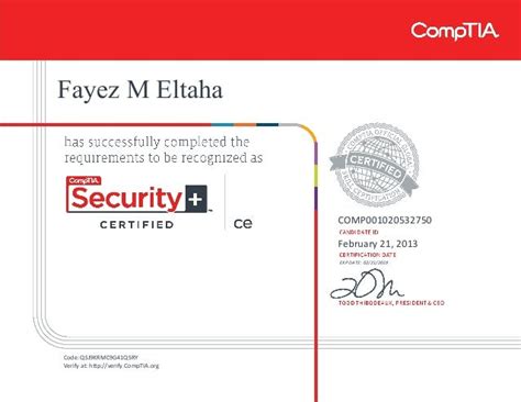 Comptia Security Ce Certificate
