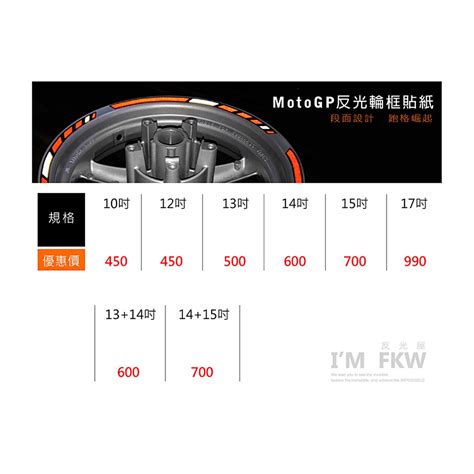 反光屋fkw Drgbt Mmbcu Drg2 Romagt Nmax Krv 13吋 14吋 Motogp 反光輪框貼 蝦皮購物