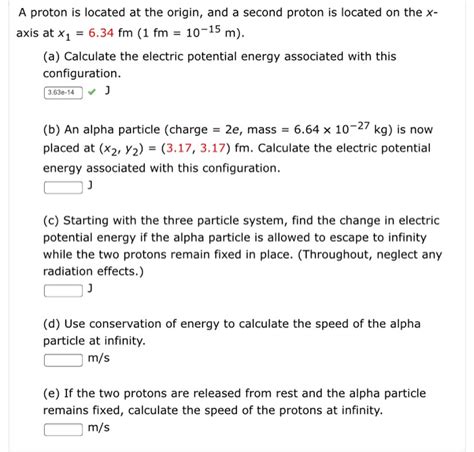 Solved A Proton Is Located At The Origin And A Second