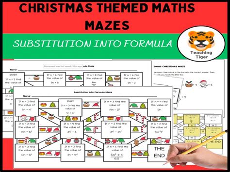 Mash Christmas Christmas Themed Math Mazes Substitution Into Formula