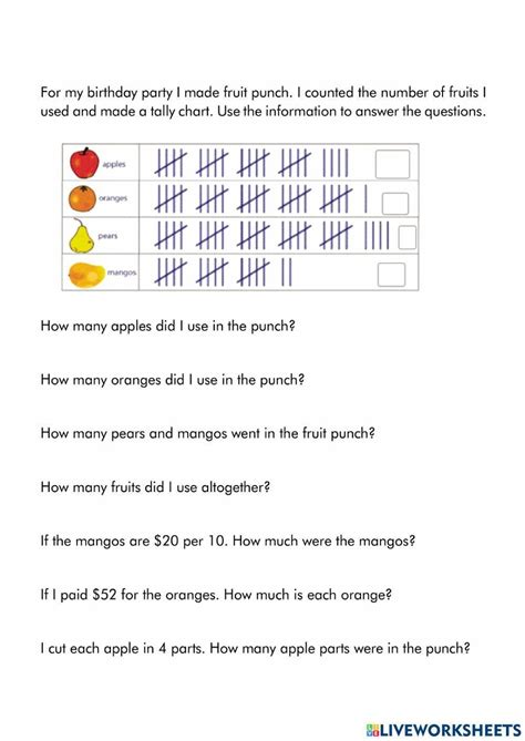 Numeracy Tally Charts Worksheet Uk Worksheets Library