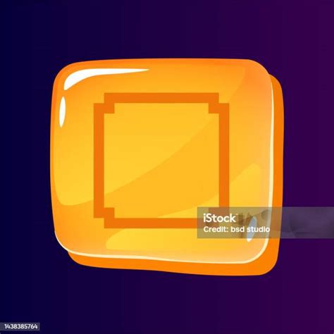 Full Stop Glossy Ui Button With Pixelated Icon Stock Illustration