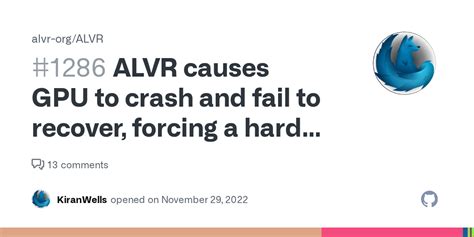 Alvr Causes Gpu To Crash And Fail To Recover Forcing A Hard Reboot