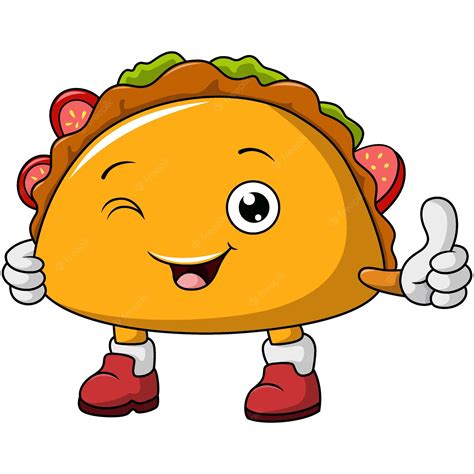 Premium Vector Cute Taco Cartoon Character Giving Thumbs Up